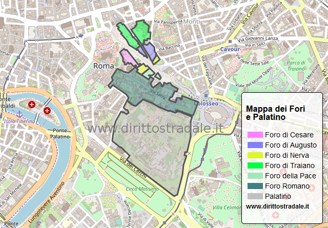 Mappa web dei Fori e Palatino (Roma) - Non Allineato